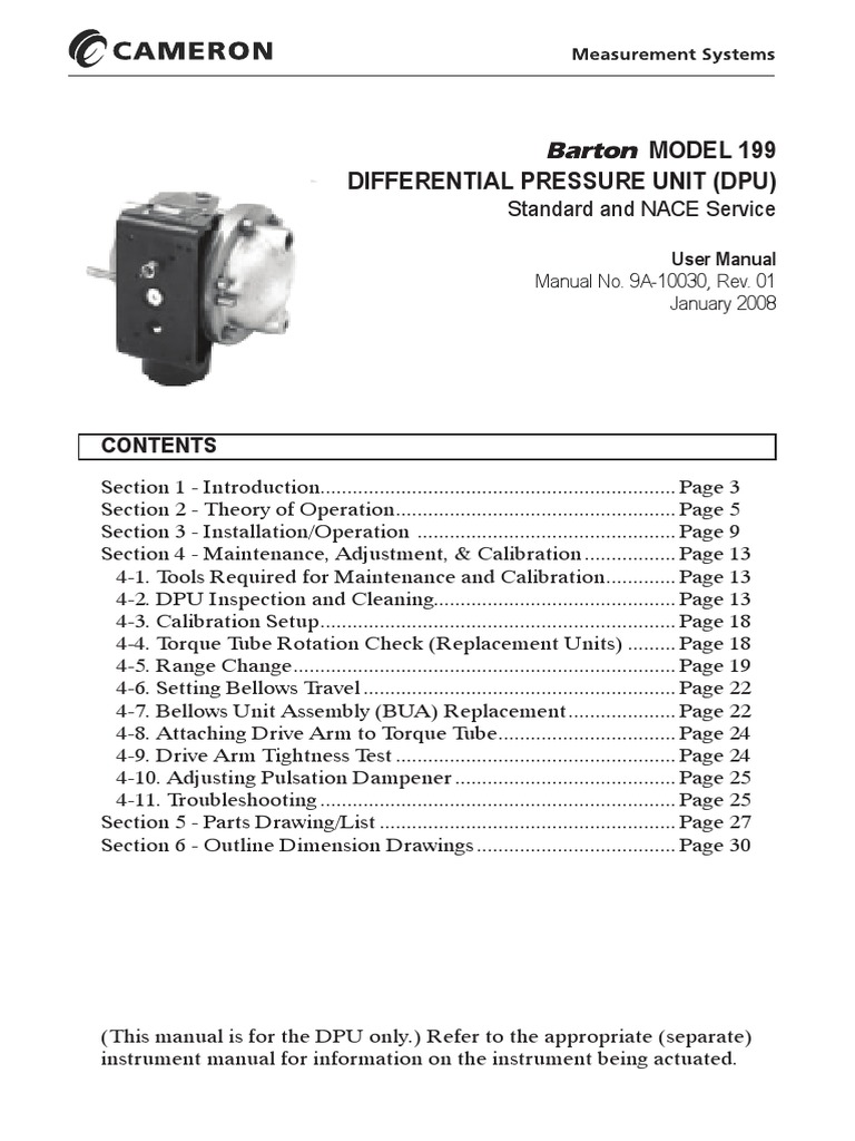 Barton 199 DPU User Manual | PDF | Nut (Hardware) | Valve