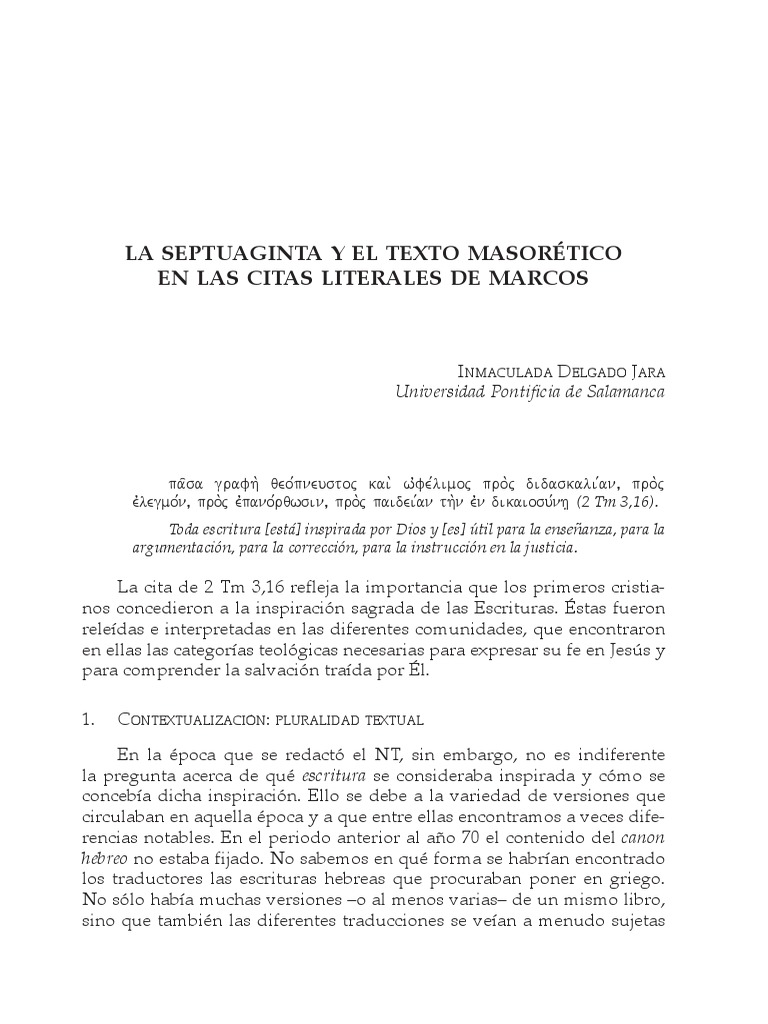 La Septuaginta y El Texto Masoretico en PDF | PDF | Septuaginta | Biblia