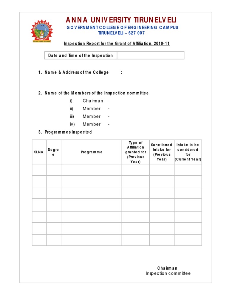 Format of Inspection Report | PDF | Vocational Education | Academia