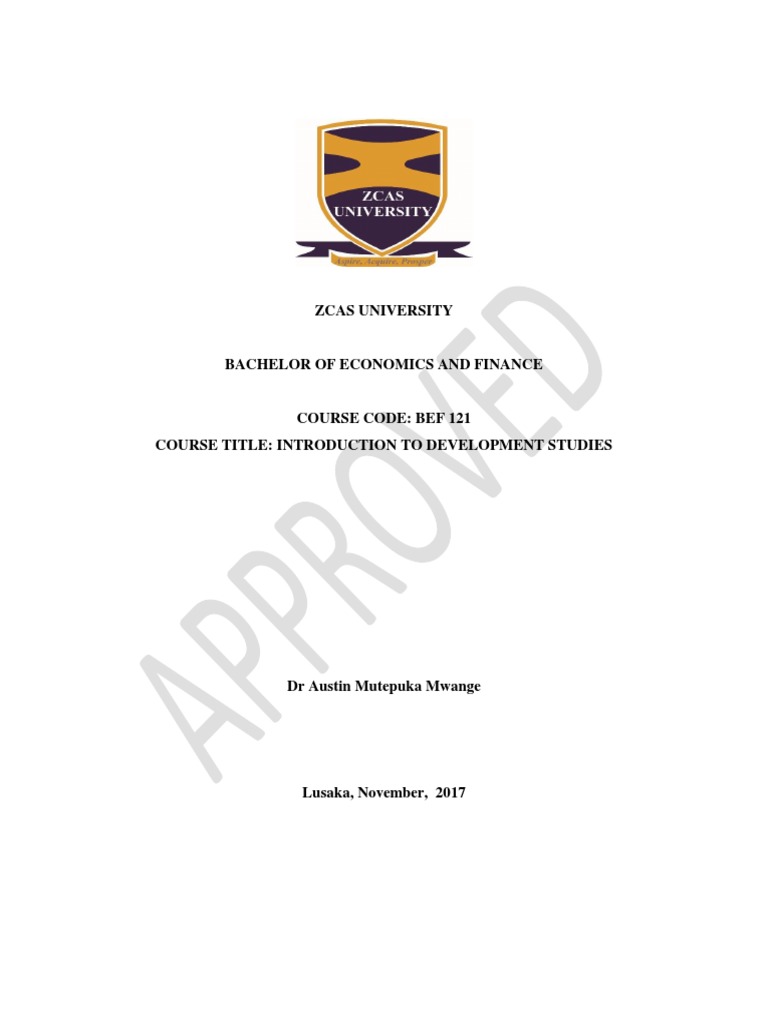 BEF121 Introduction To Development Studies | PDF | Economic Growth ...