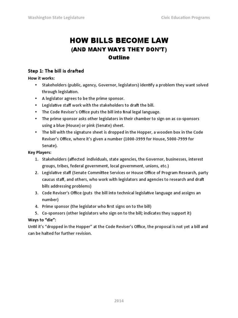How Bills Become Law: Step 1: The Bill Is Drafted | PDF | State ...