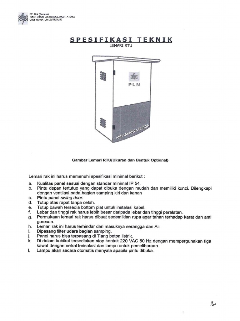 Spesifikasi Panel RTU | PDF
