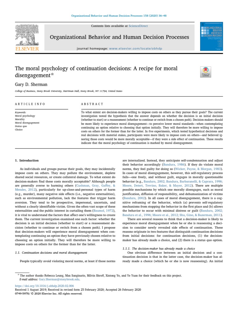 Organizational Behavior and Human Decision Processes | PDF | Hypothesis ...