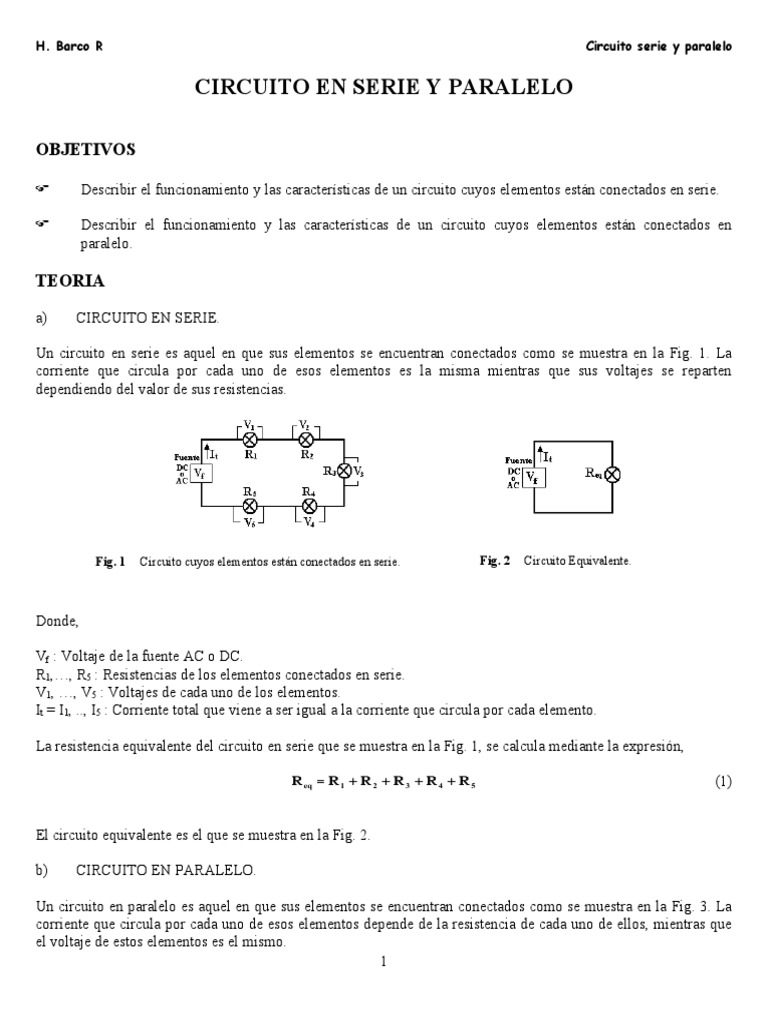 Guía 4. Circuito en Serie y Paralelo | PDF | Resistencia Eléctrica y ...