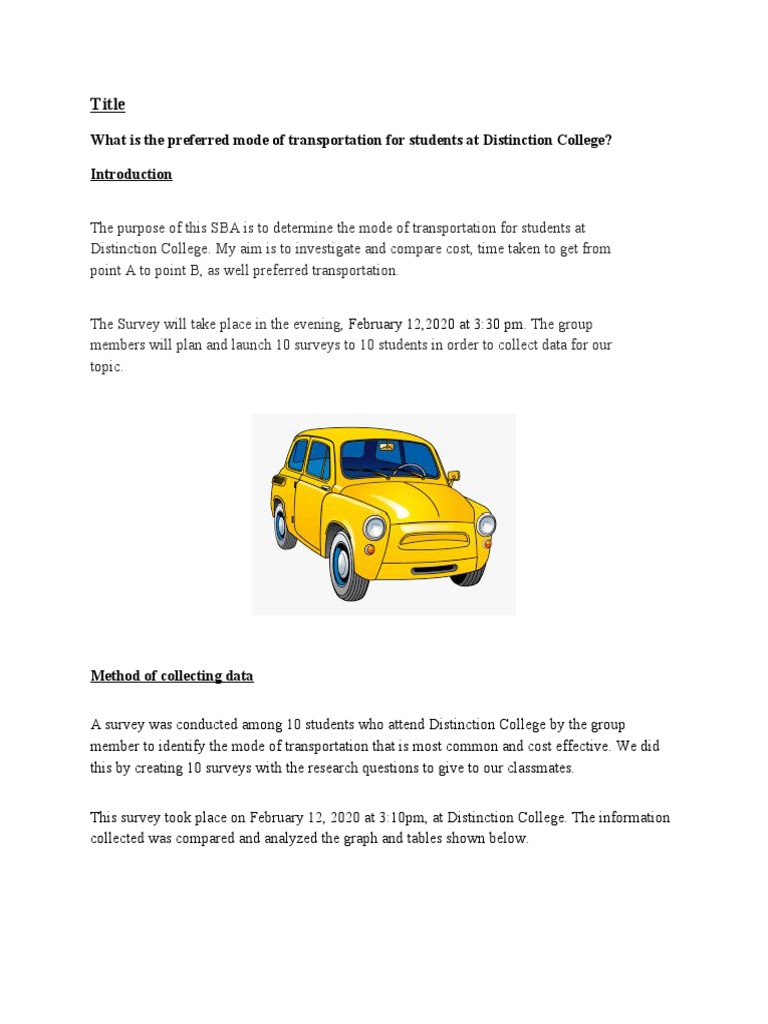 Math Sba 2020 Official Draft | PDF | Survey Methodology | Public Transport