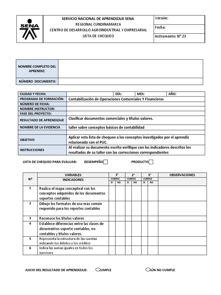 Lista de Chequeo Guia Puc | PDF | Contabilidad | Aprendizaje