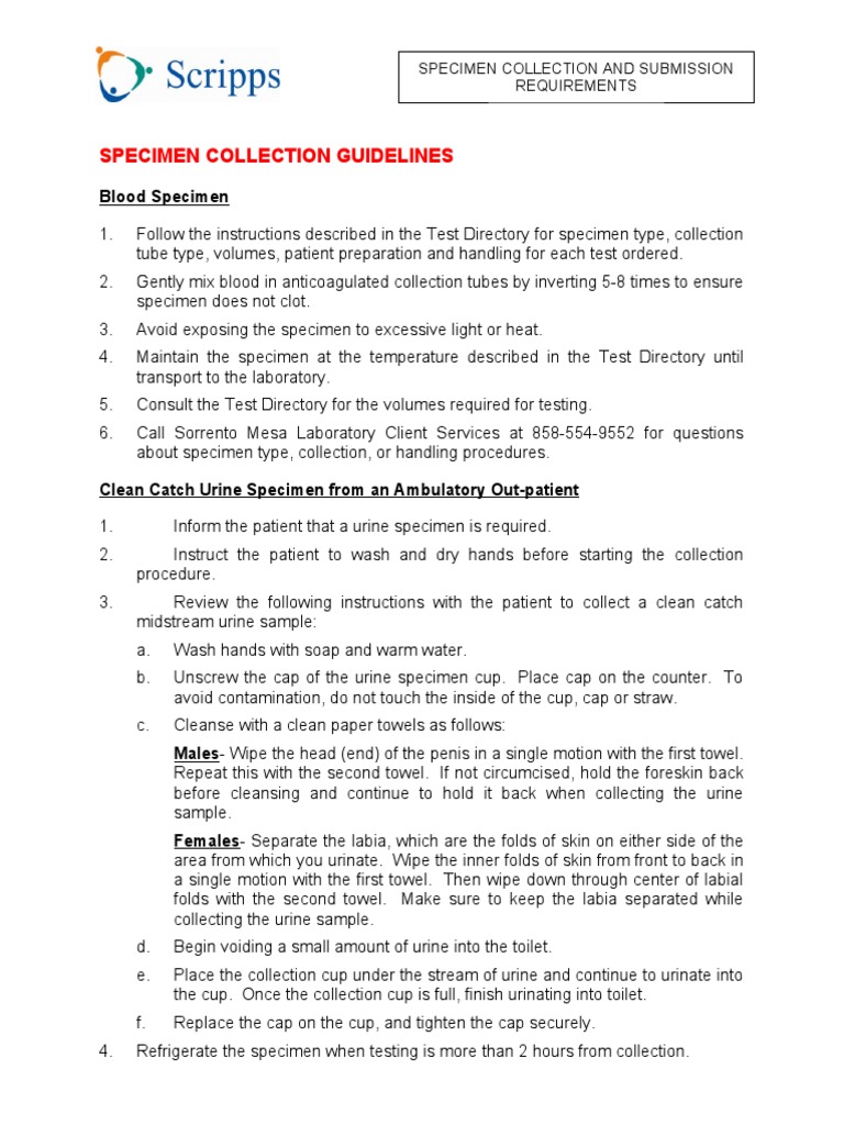 Specimen Collection Guidelines | Download Free PDF | Staining | Social ...