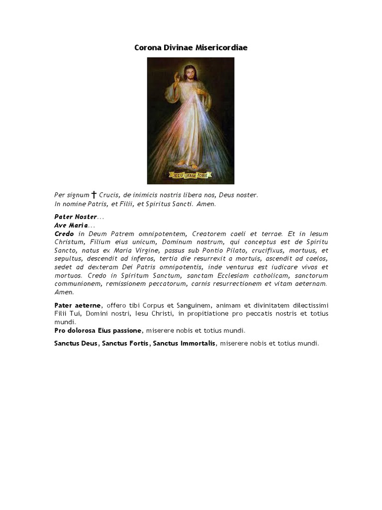 Corona Divinae Misericordiae | PDF | God The Father | Catholic Liturgy