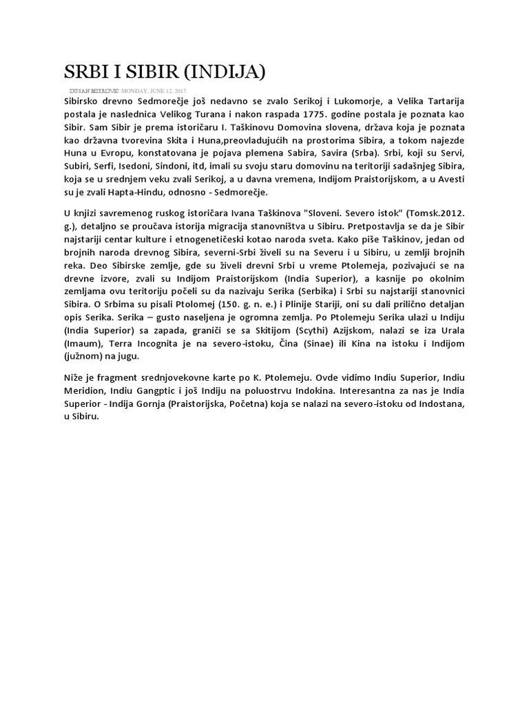 Srbi I Sibir A4 | PDF