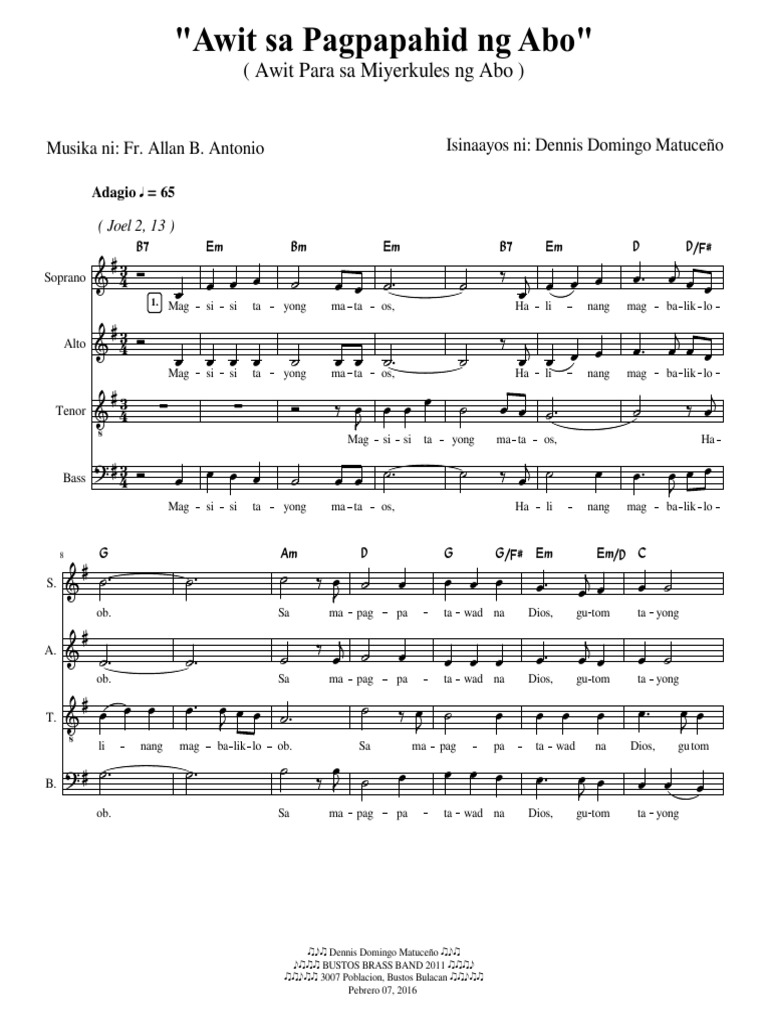 Awit Sa Pagpapahid NG Abo | PDF