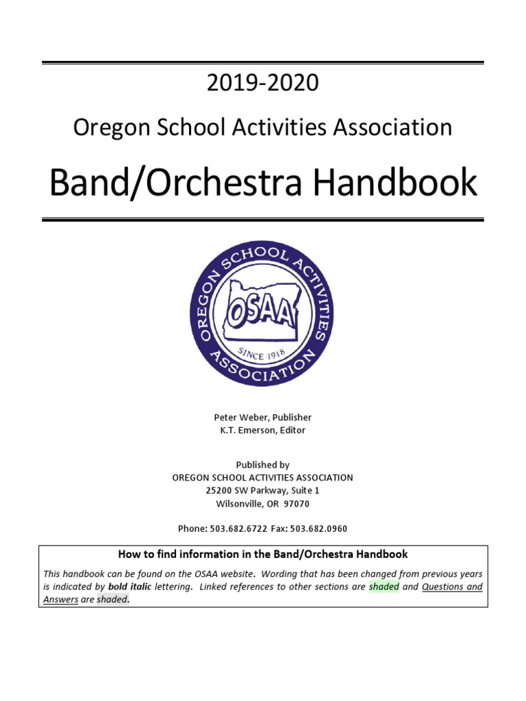 Band/Orchestra Handbook: 2019 2020 Oregon School Activities Association ...