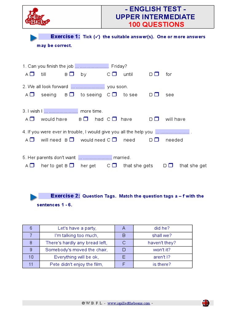 100 Questions: Exercise 1 | PDF | Grammar | Syntax