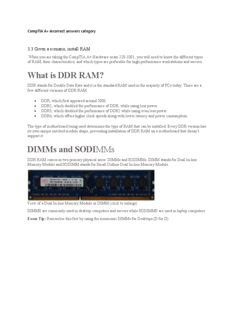 Understanding RAM Types: DDR, DIMMs, Channels, Parity, and ECC | PDF ...