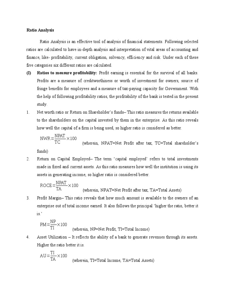Ratio Analysis: NWR Npat TC × 100 | PDF | Leverage (Finance) | Interest
