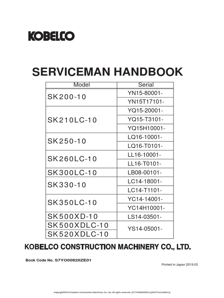 SK200 SK520-10 HandBook | PDF | Screw | Pump