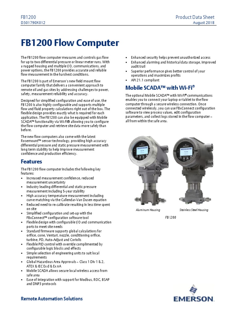 FB1200 Flow Computer: Mobile SCADA™ With Wi-Fi | PDF | Scada | Pounds ...