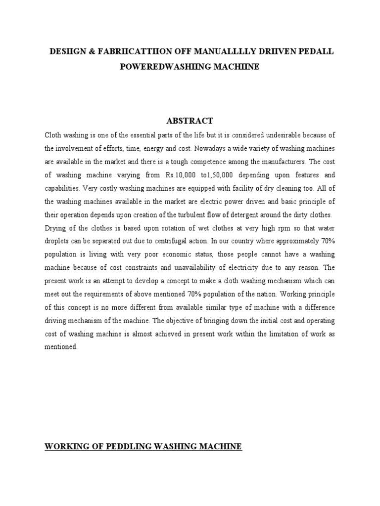 Pedal Operated Washing Machine | PDF | Washing Machine | Machines