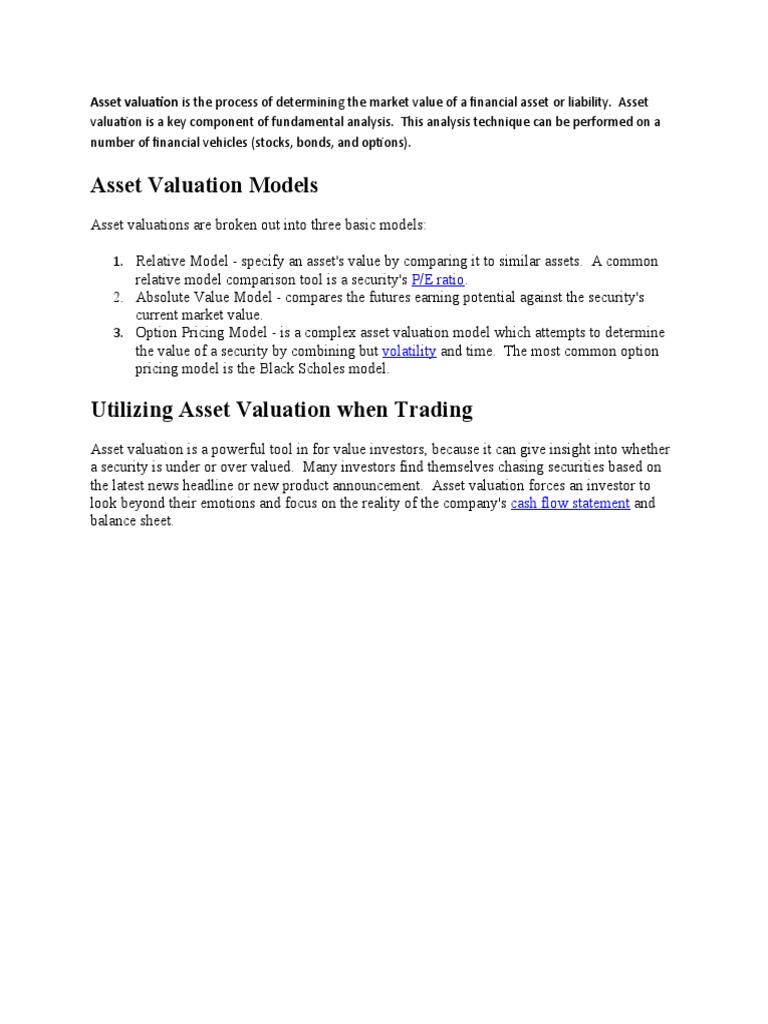 Understanding Asset Valuation Models | PDF | Finance & Money Management