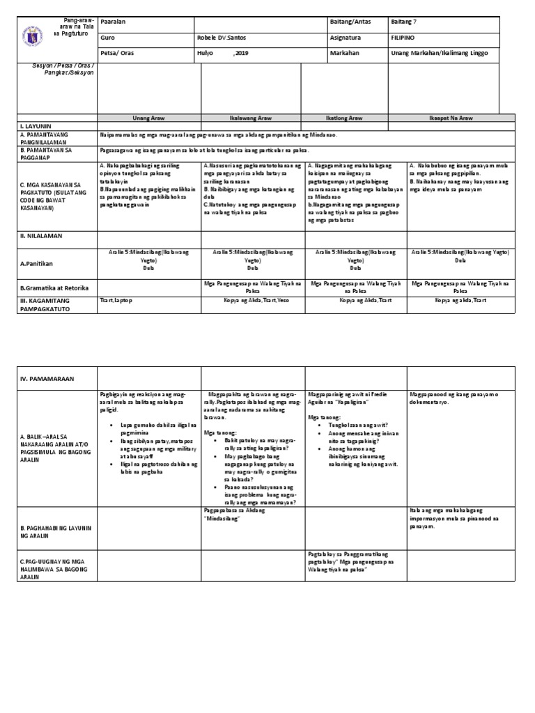 1st Aralin 5 Reyna Matapat | PDF