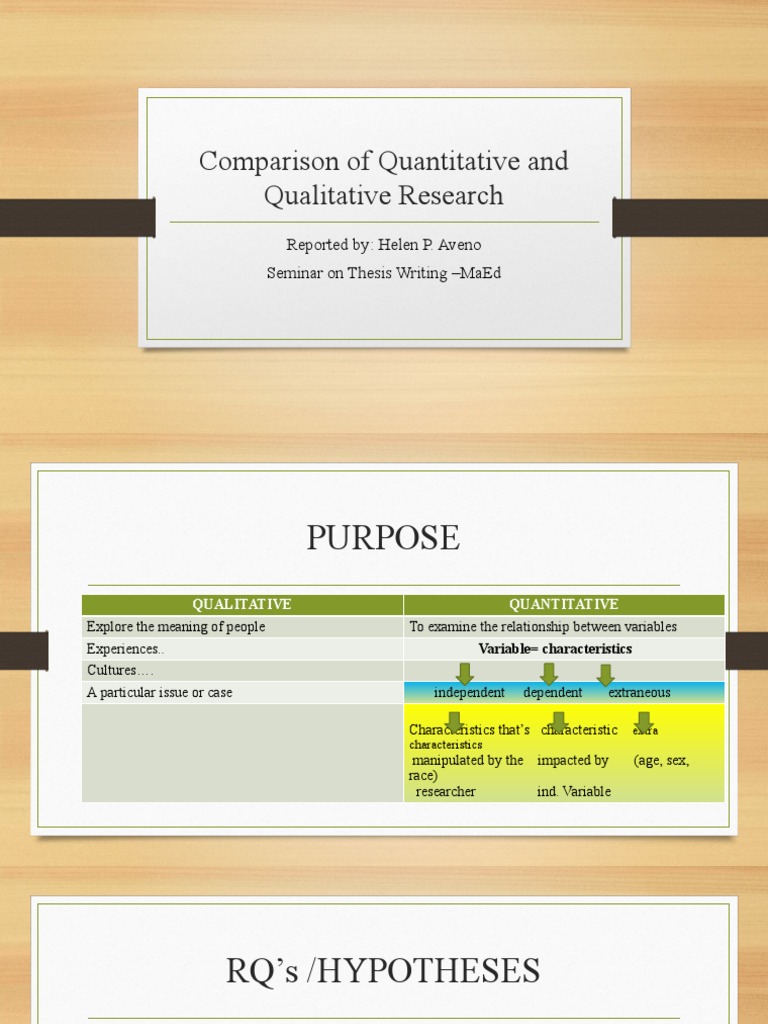 Comparison of Quantitatave and Qualitative Research | PDF | Qualitative ...
