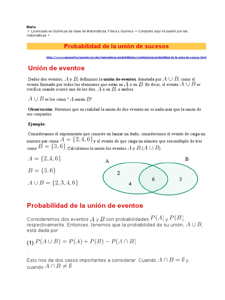 Probabilidad de Union de Sucesos | PDF | Probabilidad | Análisis matemático