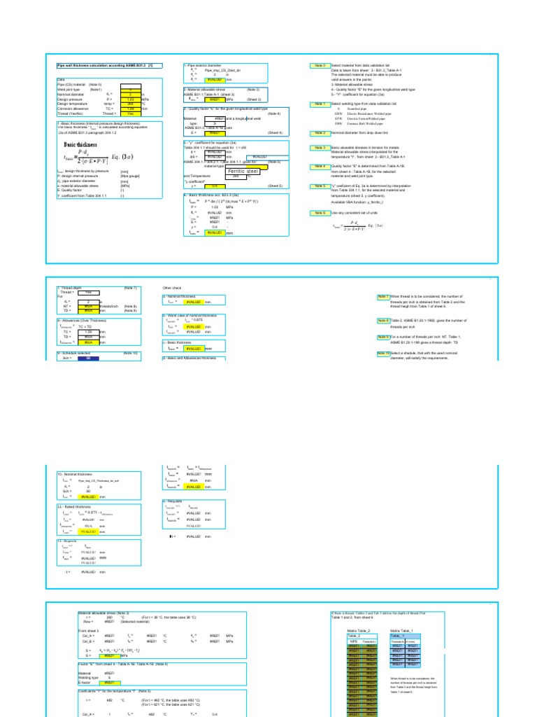 ASME B31.3 Pipe Thickness Calculation | PDF | Pipe (Fluid Conveyance ...