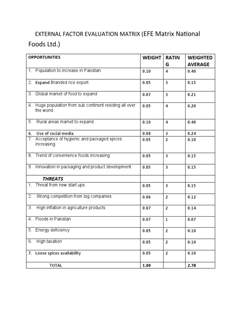 Efe Matrix National | PDF