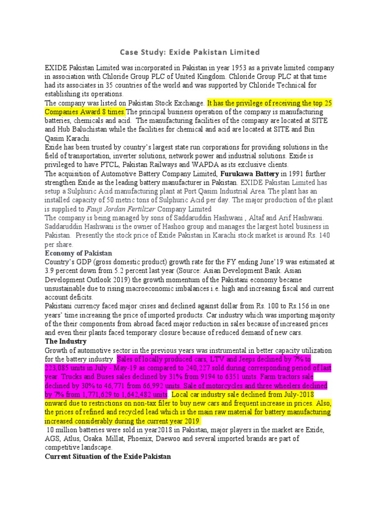 Case Study Exide Battery | PDF | Profit (Economics) | Pakistan