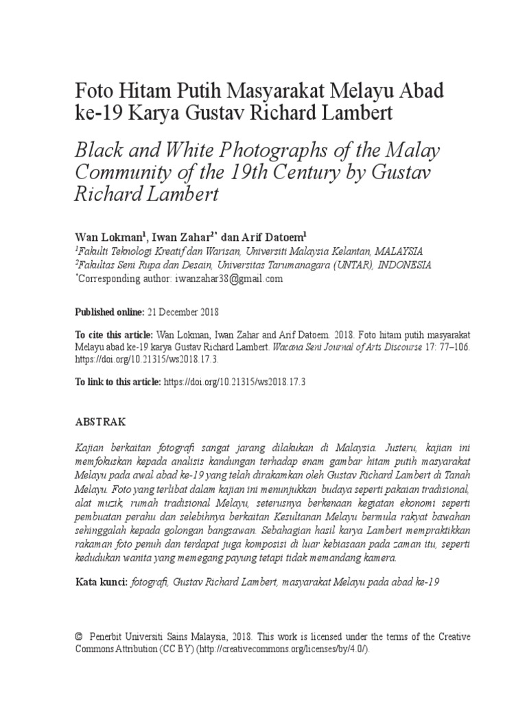 Black and White Photographs of The Malay PDF | PDF | Strait Of Malacca ...