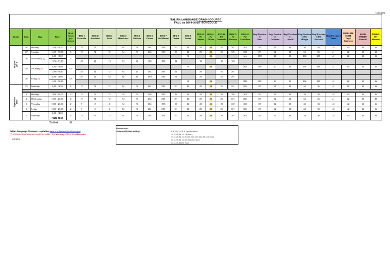 Crash Course Schedule FALL 2019 - FINAL | PDF