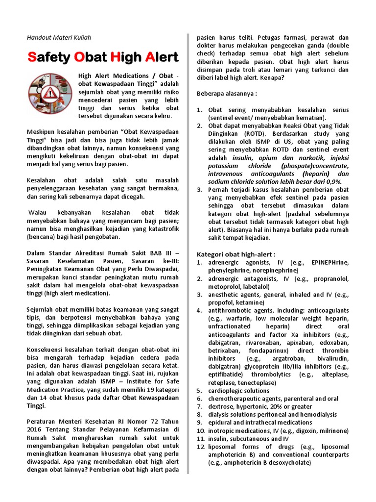 Safety Obat High Alert | PDF