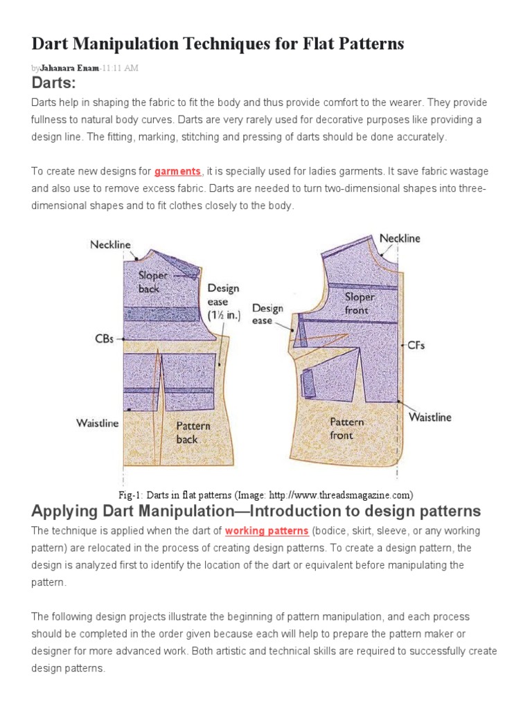 Dart Manipulation Techniques Overview | PDF | Seam (Sewing) | Human ...