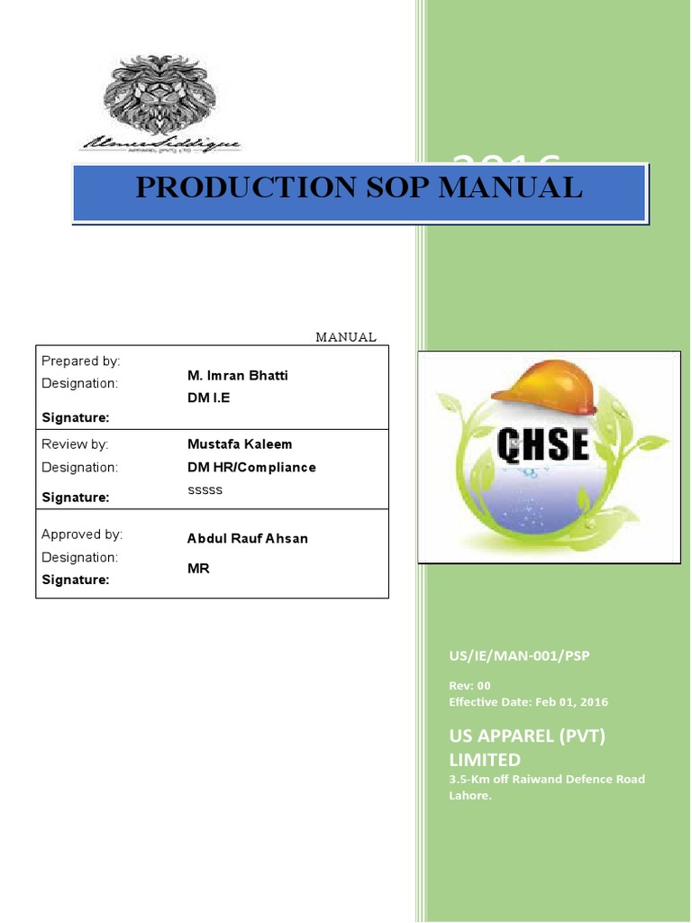 SOP Manual (Production) | PDF | Sewing | Clothing