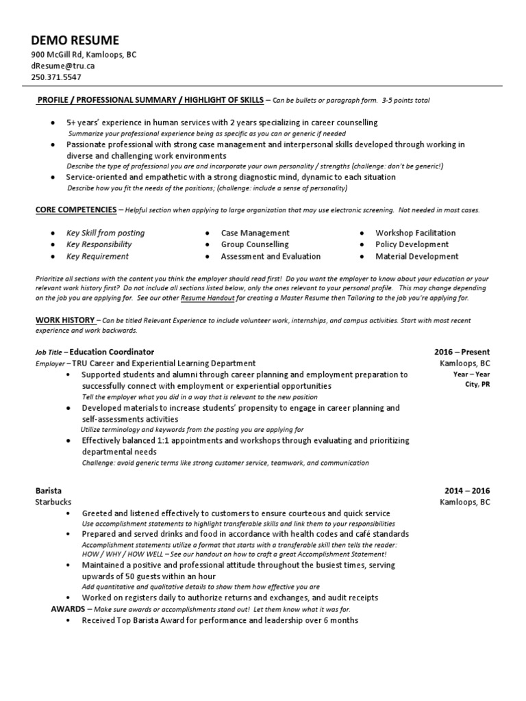 Demo Resume: Profile / Professional Summary / Highlight of Skills | PDF ...
