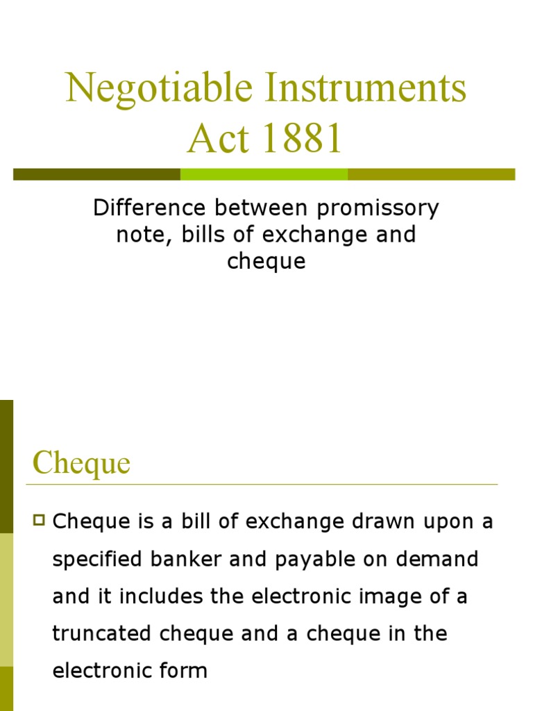 Negotiable Instruments Act 1881: Difference Between Promissory Note ...