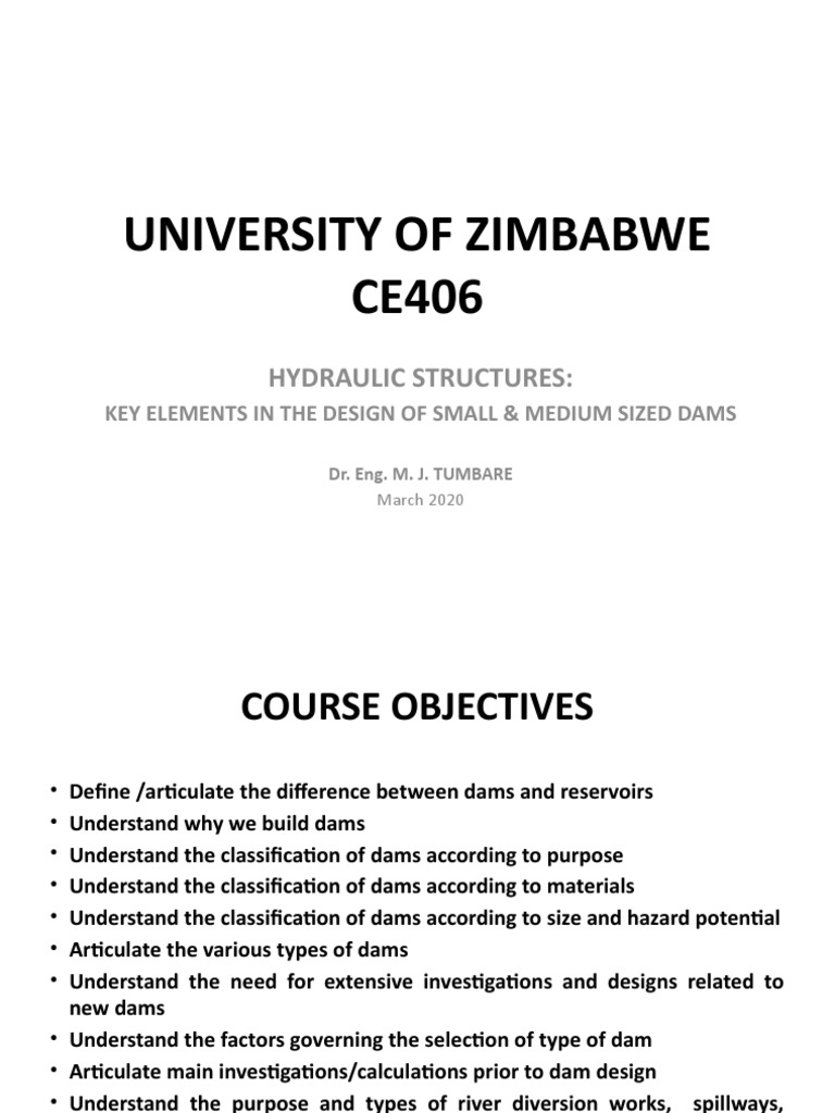 UZ CE406 Hydraulic Structures - Dam Design Lecture eLMS Version | PDF ...