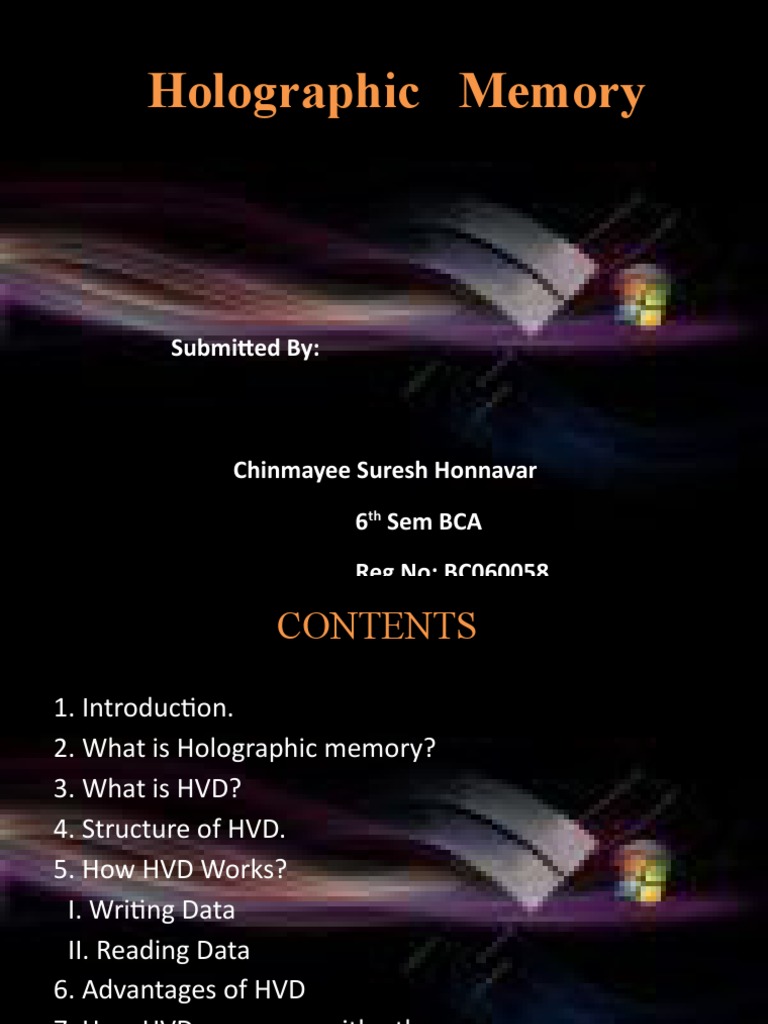 Holographic Memory: Submitted by | PDF | Holography | Computer Data Storage