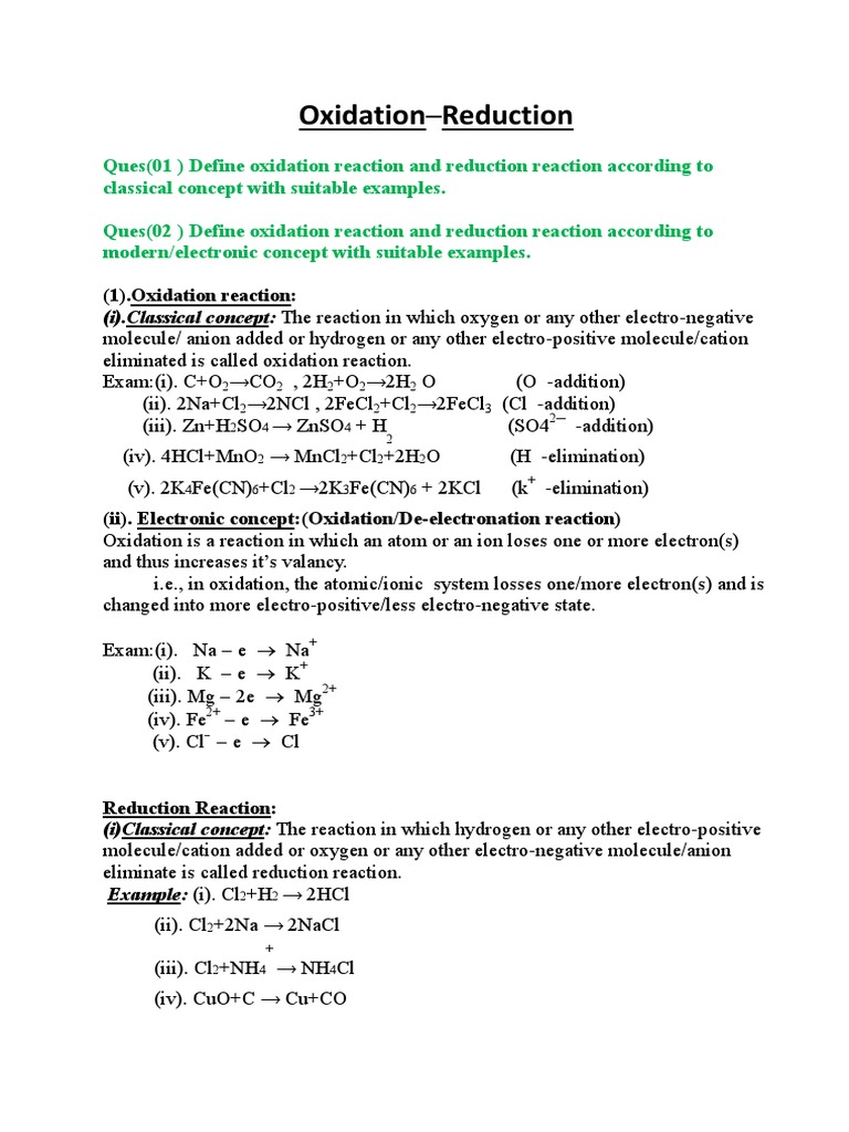 Oxidation and Reduction Reactions Explained | PDF | Redox | Ion