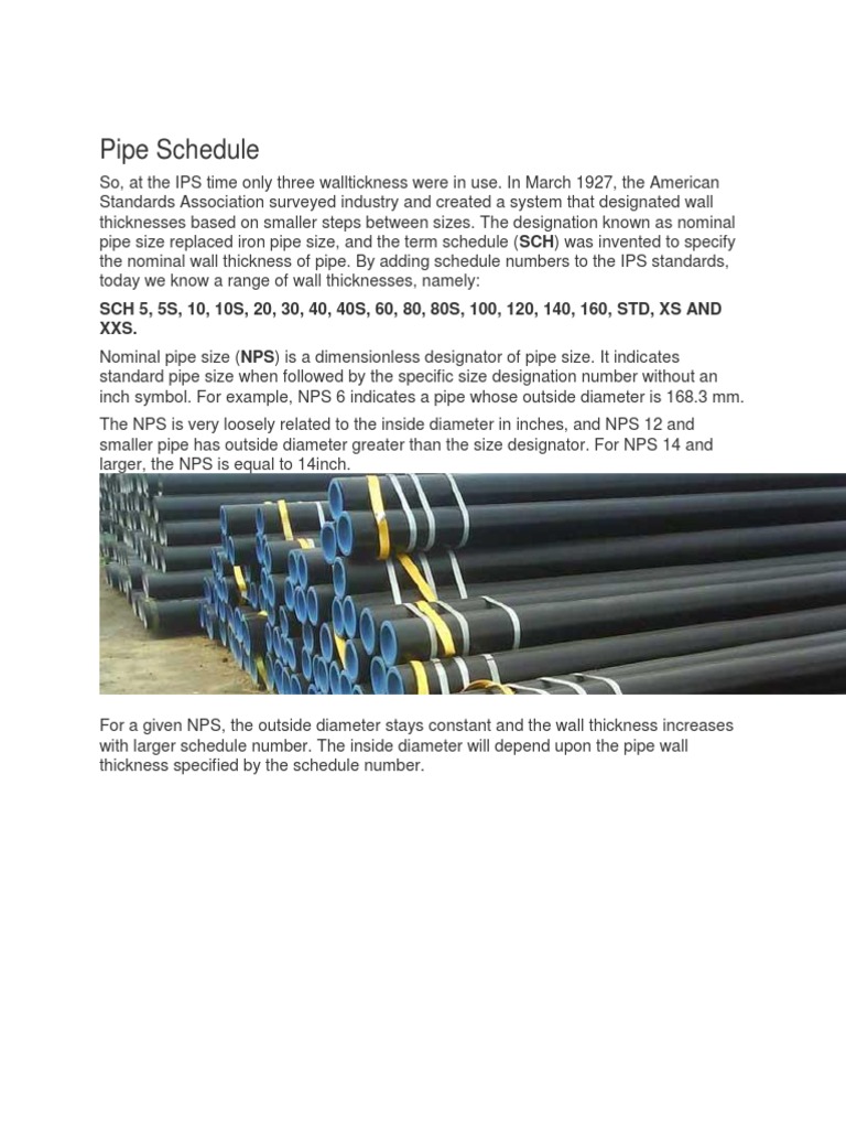 Pipe Schedule | PDF