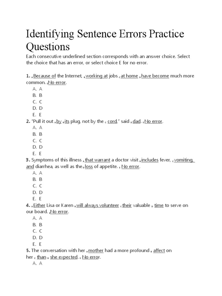 Identifying Errors in Sentence Structure: A Guide to Common Grammar Issues | PDF | Grammatical ...