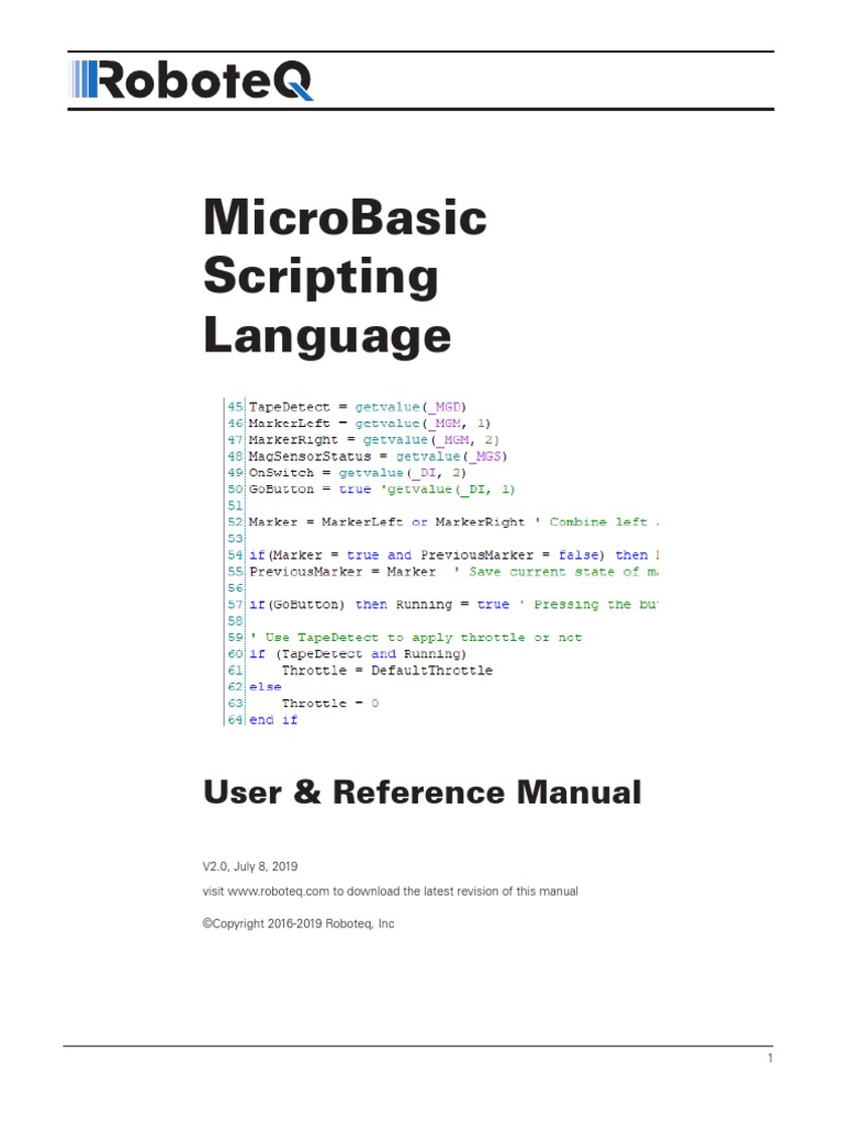 MicroBasic Scripting Manual | Download Free PDF | Variable (Computer Science) | Boolean Data Type