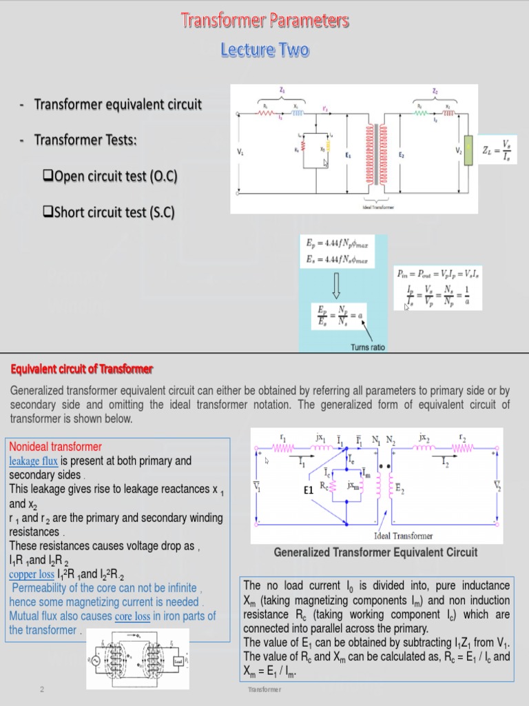 Transformer Equivalent Circuit - Transformer Tests: Open Circuit Test ...
