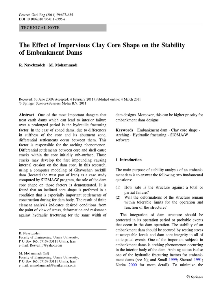 The Effect of Impervious Clay Core Shape On The Stability of Embankment ...