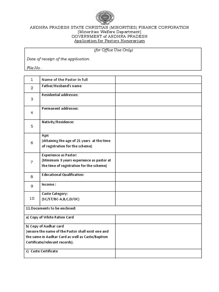Pastors Application | PDF