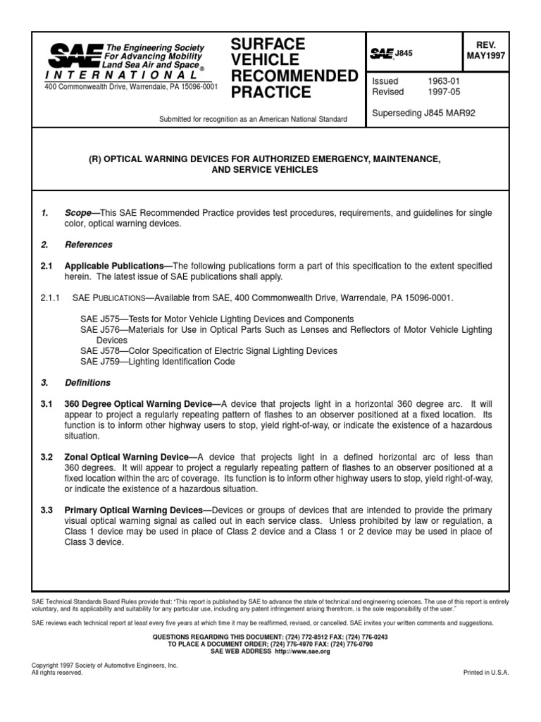 SAE J845 97 Optical | Lighting | Optics