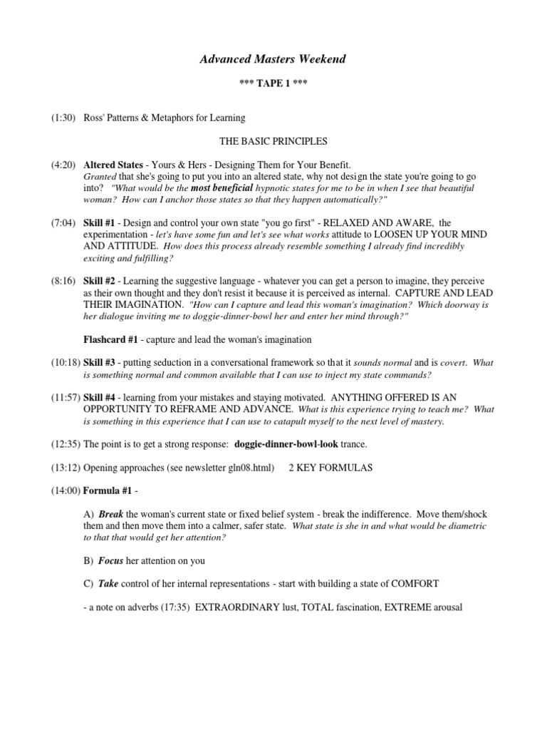 Ross Jeffries Advanced Masters Weekend Pdf Feeling Thought