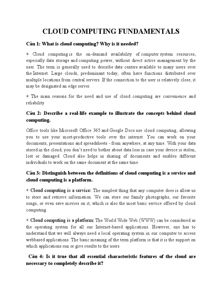 Cloud Computing Fundamentals | PDF | Software As A Service | Cloud Computing