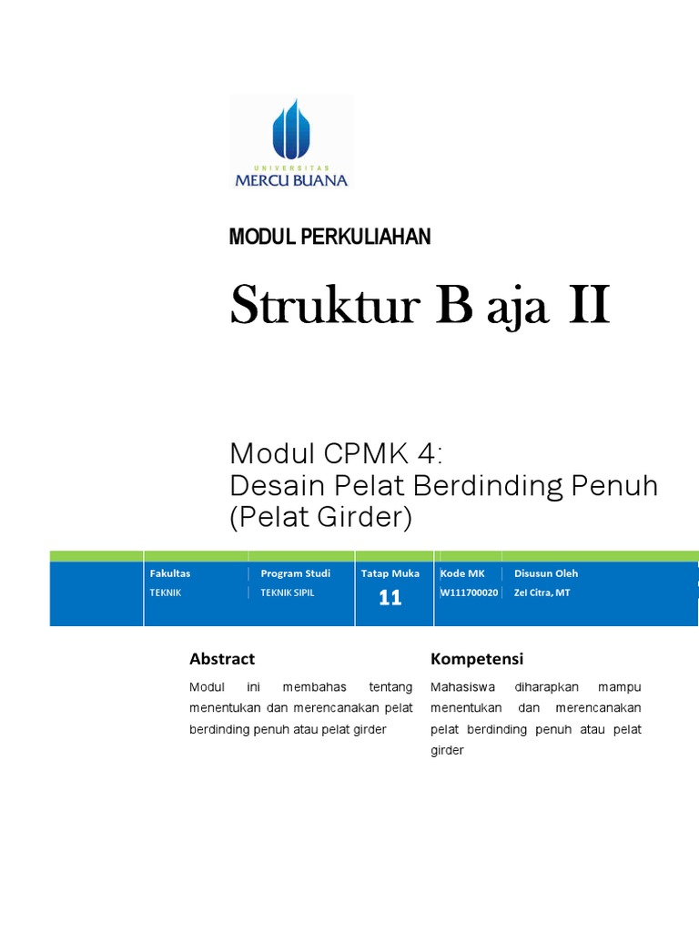 Modul CPMK 4-3 Desain Pelat Girder | PDF