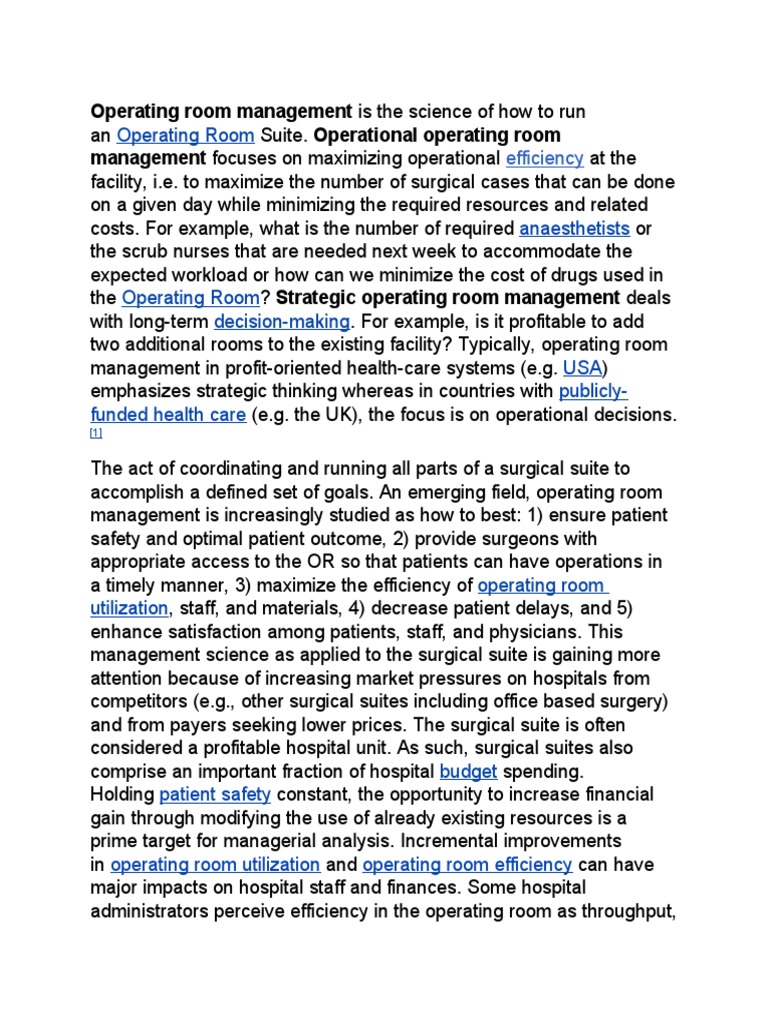 Operating Room Management | PDF | Economies | Business