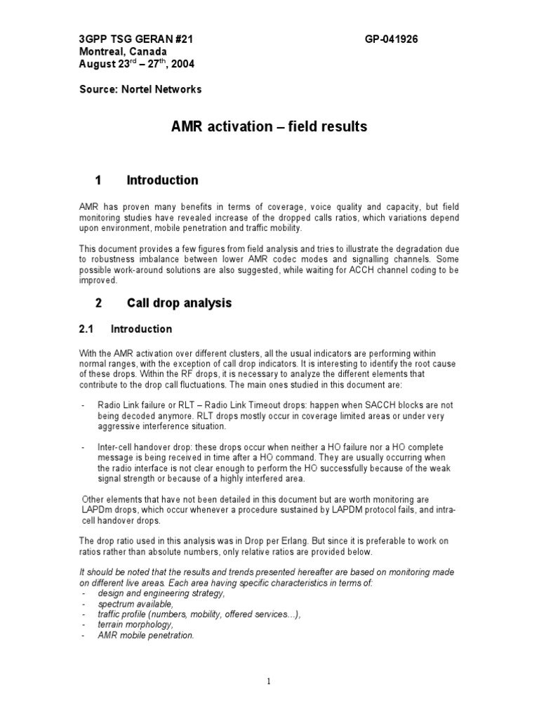 AMR Activation - Field Results | PDF | Radio | Codec